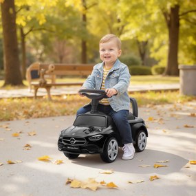 AIYAPLAY Dětské odrážedlo Mercedes-Benz C-Class s klaksonem, zvuky motoru, úložným prostorem, pro děti 18-36 měsíců, černé