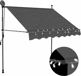 Ručně zatahovací markýza s LED světlem 150 cm antracitová 145863