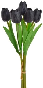 Umělé pěnové tulipány černé- 32 cm, svazek 5 ks