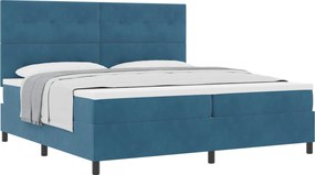 Postel s boxspringem s čelo Tmavě modrá 200 x 200 cm samet 3339858