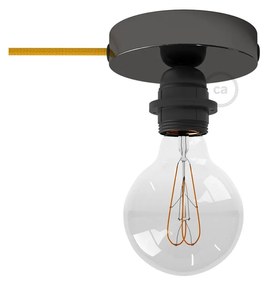 creative cables Spostaluce, černý perleťový zdroj světla s E27 objímkou se závitem, textilním kabelem a bočními otvory Barva kabelu: Bílo-červená - RZ09