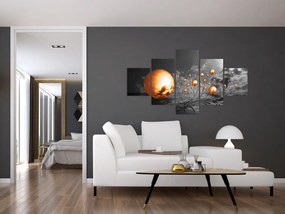 Obraz oražových abstraktních koulí (125x70 cm)