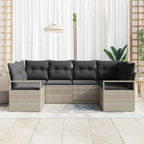 Set pohovek 6 ks Světle šedá polyratan 3346522