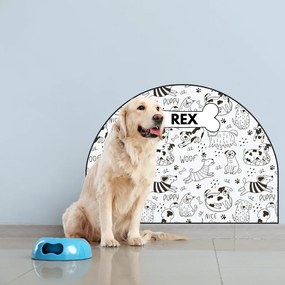PIPPER. Ochranná textilní nálepka na zeď - Oblouk - Veselí psi Velikost: 83x60cm, Jméno: Se jménem