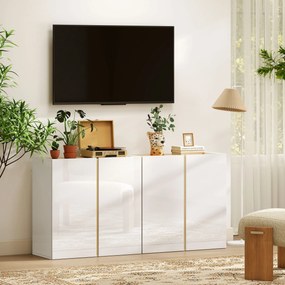 HOMCOM vysoký lesklý bufet, úložná skříňka se 2 měkce zavírajícími se dvířky a nastavitelnou policí, 80x40x80 cm, bílá