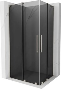 Mexen Velar L Duo, sprchový kout s posuvnými dveřmi 90 x 80 cm, 8mm šedé sklo, broušená ocel, 871-090-080-02-43-97