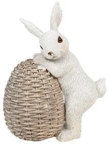 Dekorace králíček s proutěným vajíčkem - 8*5*11 cm