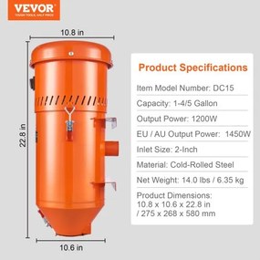 Dust Collection System: 1450 W Dust Collector Media Reclaimer s kapacitou 6,8 l