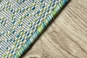Dywany Łuszczów, Kusový koberec Sion Sisal Aztec 22184 green/blue/ecru – na ven i na doma, 80x150, zelená, chodba / předsíň