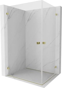 Mexen Lunar-B Duo, výklopný sprchový kout 100 x 90 cm, 8mm čiré sklo, zlatý profil, 832-100L-090P-50-00