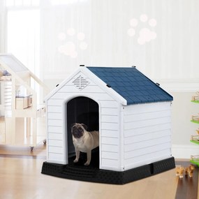 Costway Dog House Dog Jeskyně s vyvýšenou podlahou modro, modrá a bílá