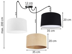 Závěsné svítidlo Indigo Spider, 3x textilní stínítko (mix 3 barev), (výběr ze 2 barev konstrukce), j