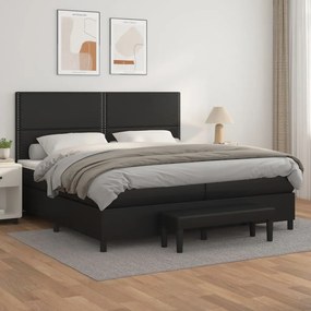 Box spring postel s matrací černá 200x200 cm umělá kůže 3137623