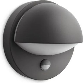 Venkovní nástěnné svítidlo Philips June E27 12W IP44 s pohybovým čidlem antracit