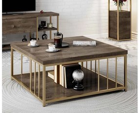 Designový konferenční stolek Natine 90 cm ořech / zlatý