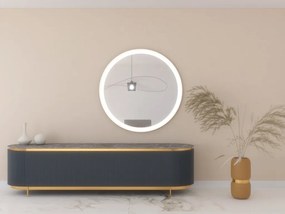 In-Design Zrcadlo RoundLine premium - bílý matný rám, s LED osvětlením Vypínač: S vypínačem, Průměr zrcadla (mm): 1000