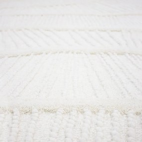 Bílý ručně tkaný běhoun s příměsí vlny 80x230 cm Sculptured Wave – Flair Rugs