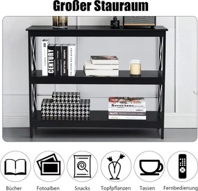 Costway Konzolový stolek průmyslový design s předsíň – 100 × 33 × 80 cm, černý