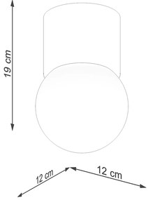 Stropní svítidlo Boomo, 1x bílé skleněné stínítko, dřevo, (19 cm)