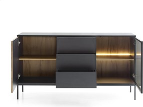 PSK Komoda SANTAL, Černá/Dub Votan 154 cm