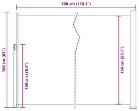 vidaXL Marketos Boční markýza na terasu 160 x 300 cm červená
