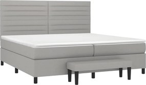 Box spring postel s matrací světle šedá 200 x 200 cm textil 3136701