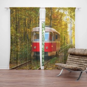 Sablio Závěs Červená tramvaj v lese: 2ks 140x250cm