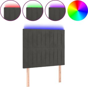 Čelo postele s LED tmavě šedé 100x5x118/128 cm samet 3122705