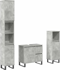 3dílný set koupelnového nábytku betonově šedý kompozitní dřevo 3324957