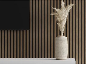 Mexen Lam-F, akustické stěnové lamely 275 × 30 cm, plstěný podklad 8 mm, technická dýha, ořech espresso, S105-275307-3015-019