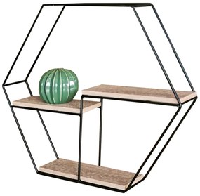 Polička nástěnná P-064 OAK, š. 48 cm, MDF dekor dub, kov černý lak mat