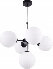 Závěsná Stropní Lampa Lustr Černá, Skleněné Koule, Glamour, Moderní