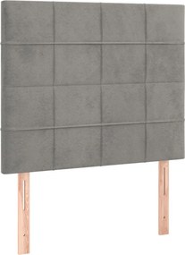Box spring postel s matrací a LED světle šedá 100x200 cm samet 3136107