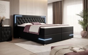 Boxspring postel CARLOTTA bez úložného prostoru s LED, eko kůže Velikost postele: 180 × 200 cm, Výběr matrace: Taštičková zónová matrace - měkká,…