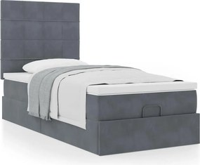 Osmanský rám postele s matracemi tmavě šedá 90x200cm samet 3313446