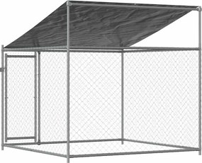 Klec pro psy se střechou a dvířky šedá 2x2x2 m pozinkovaná ocel 172559
