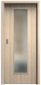 SAPELI ELEGANT KOMFORT M55 - CPL LAMINÁT - POSUVNÉ DVEŘE VČ. ZÁRUBNĚ - Jasan Průchozí šířka (cm): 110, Průchozí výška (cm): 210, Typ skla: Satináto bílé