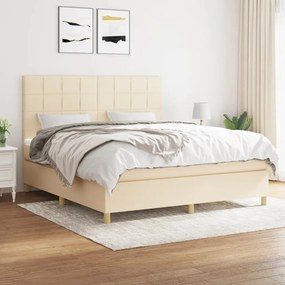 Box spring postel s matrací krémová 160x200 cm textil 3142350