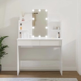 Toaletní stolek s LED lesklý bílý 96 x 40 x 142 cm - Default Title