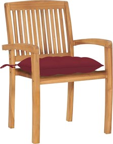 Zahradní židle 2 ks vínové podušky masivní teak 3063276
