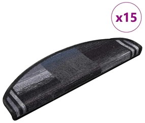Samolepící nášlapy na schody 15 ks černo-šedé 65 x 21 x 4 cm 322412
