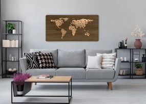 Li-Go "Mapa světa" světelný obraz s baterií 120x60cm varianta ovládání: manuál/pohybové čidlo, provedení povrchu: dub
