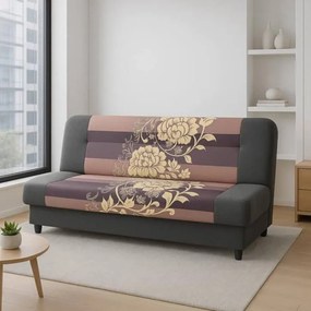 Pohovka RELAX, 195, 90 cm Barva látky: šedá látka + žluté květiny