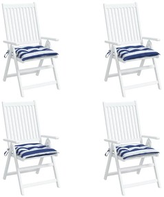 Podušky na židli 4 ks modré a bílé pruhy 50 x 50 x 7 cm oxford - Default Title