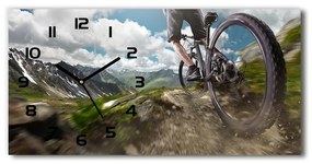 Wallmuralia Skleněné hodiny na stěnu Horská cyklistika 60x30 cm
