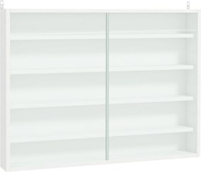 HOMCOM Nástěnná vitrína s nastavitelnými policemi a 2 posuvnými skleněnými dveřmi 80x9,5x60 cm Bílá | Aosom
