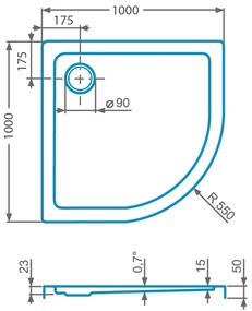 Roltechnik Outlet Čtvrtkruhová akrylátová vanička iLOW ROUND Varianta: rozměry: 90x90 cm - (iLOW_ROUND_90x90_-8000236)