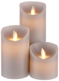 GLOWING FLAME LED Svíčka set 3 ks - šedá