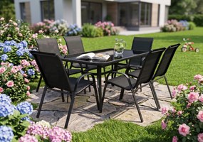 Nábytek Texim Zahradní jídelní set Klaudie černý + 6x židle RAMADA