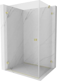 Mexen Lunar-B, výklopný sprchový kout levý 80 x 70 cm, 8mm čiré sklo, zlatý kartáčovaný - 832-080-070-55-00-L